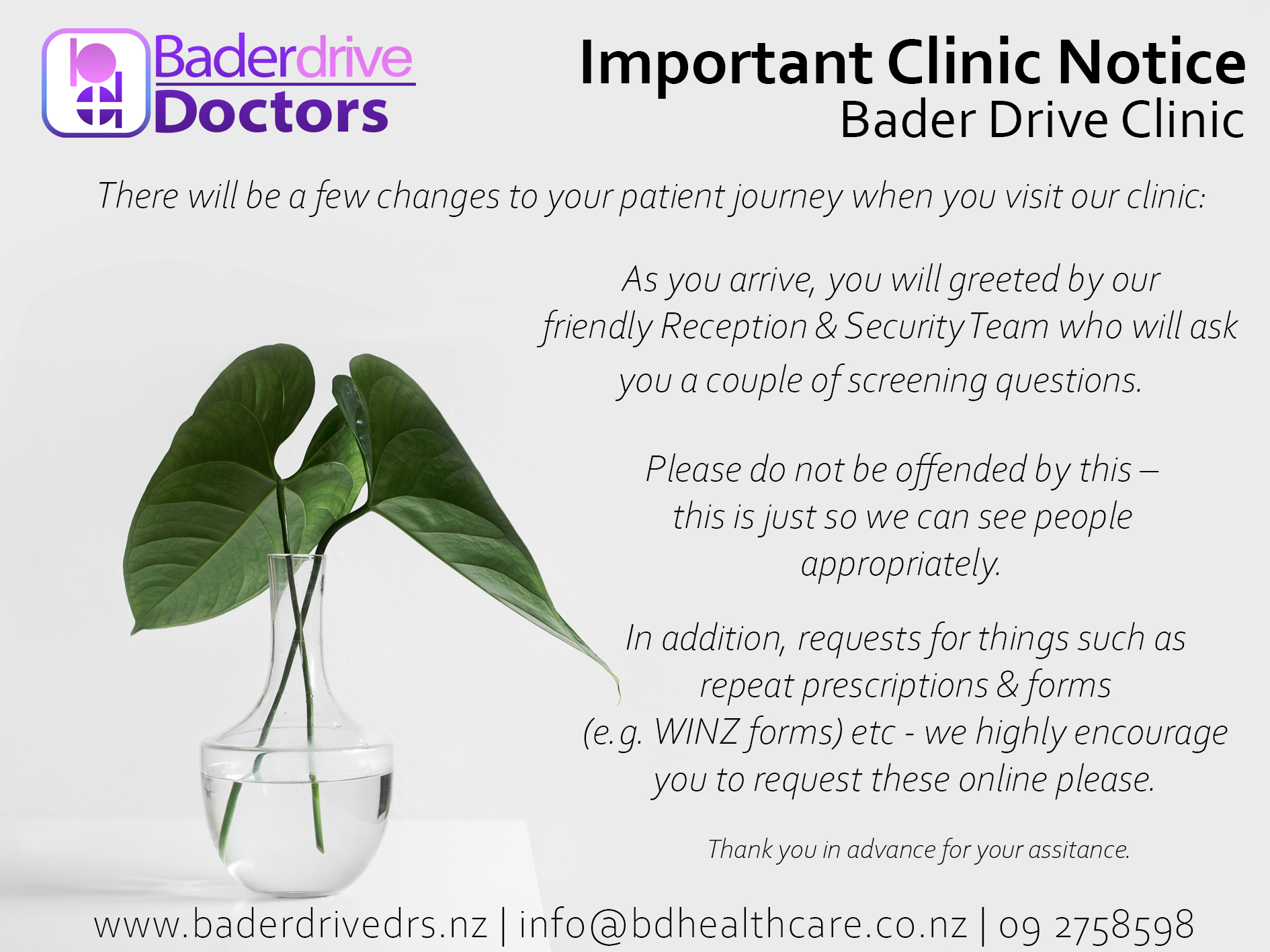 Bader Drive Clinic Notice: Streamlining Services - Baderdrive Doctors